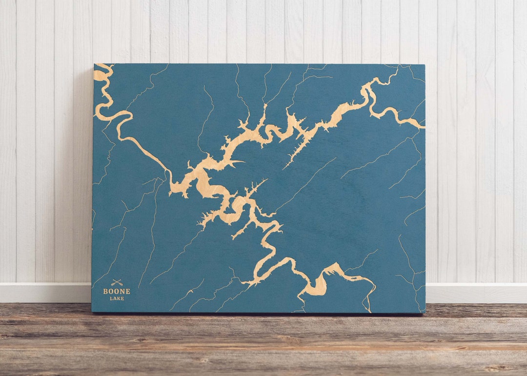 Boone Lake Tennessee Engraved Map Art Cabin Print Lake - Etsy