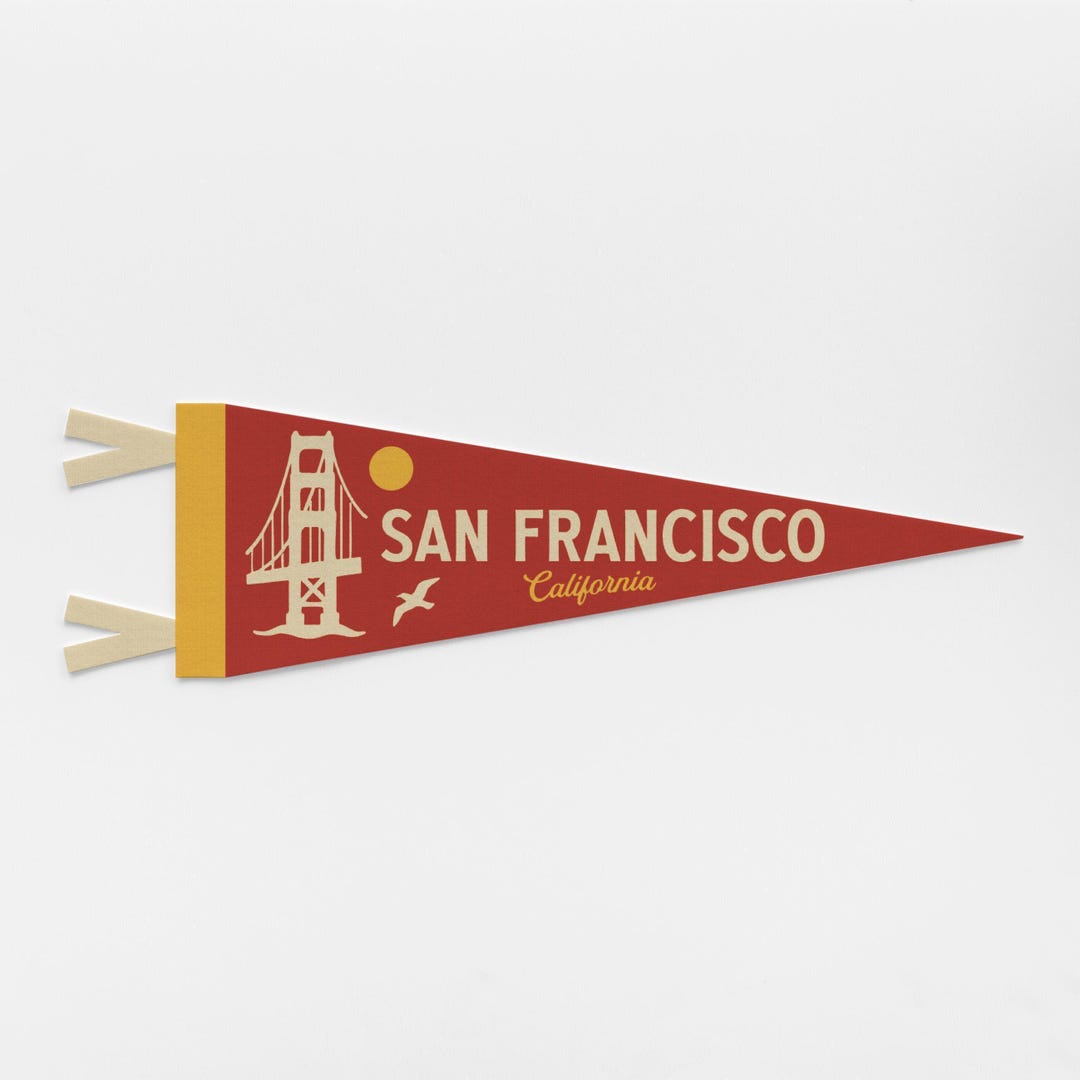 San Francisco California Felt Pennant | City Banner Poster. Vintage ...