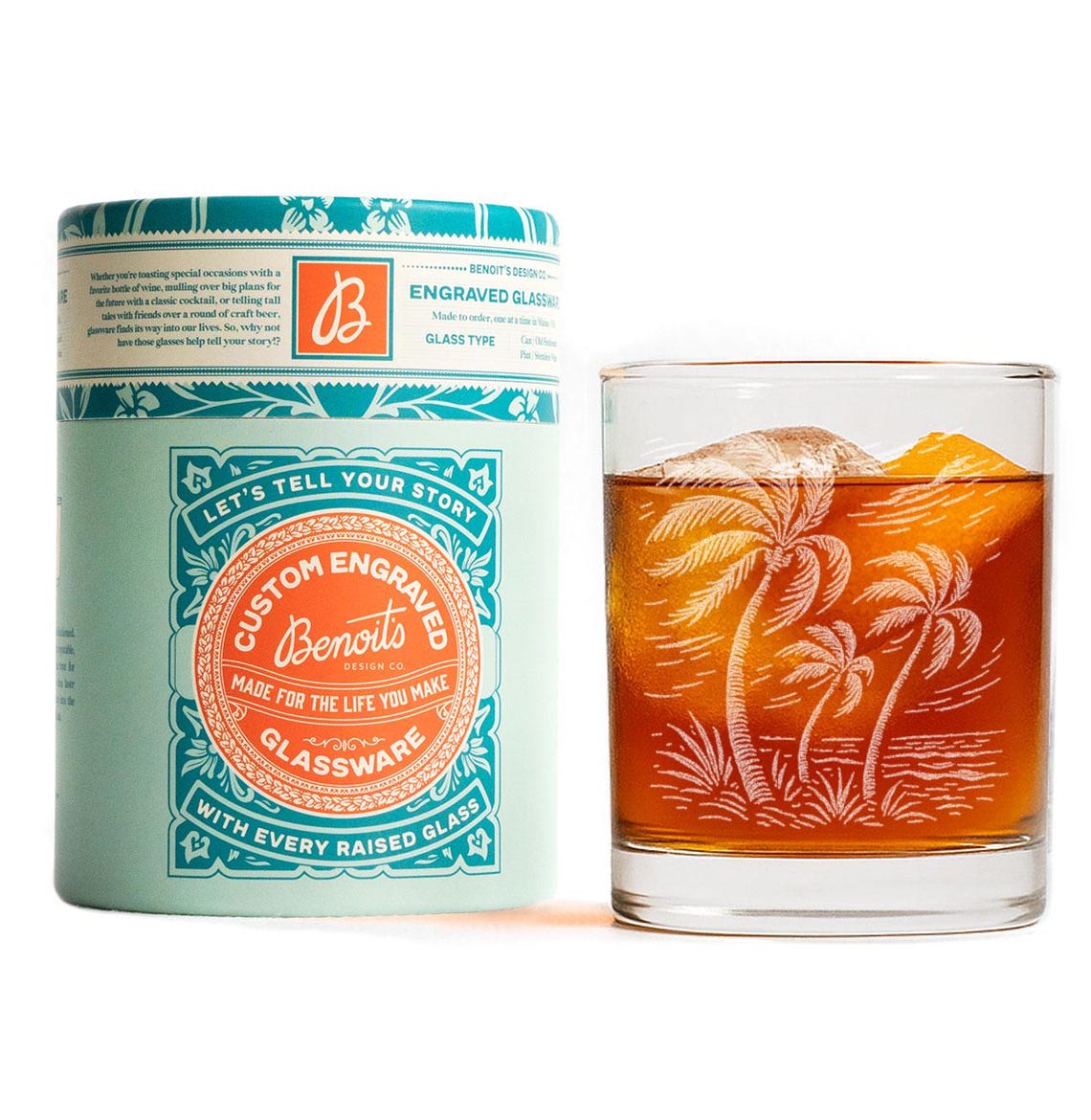 Breezy Palm Tree Glass | Laser Etched Tropical Barware | Engraved Gift ...