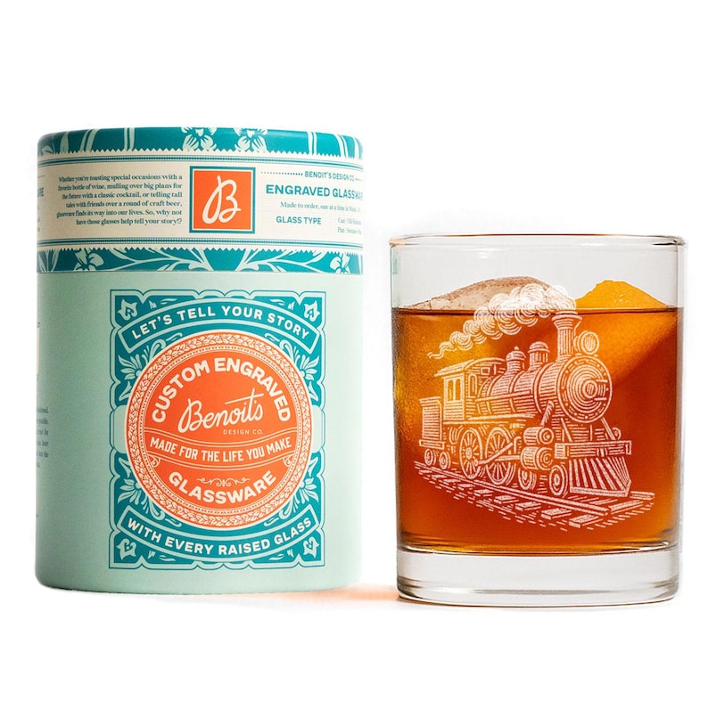 Locomotive Train Glasses | Laser Etched Vintage Engine Barware ...