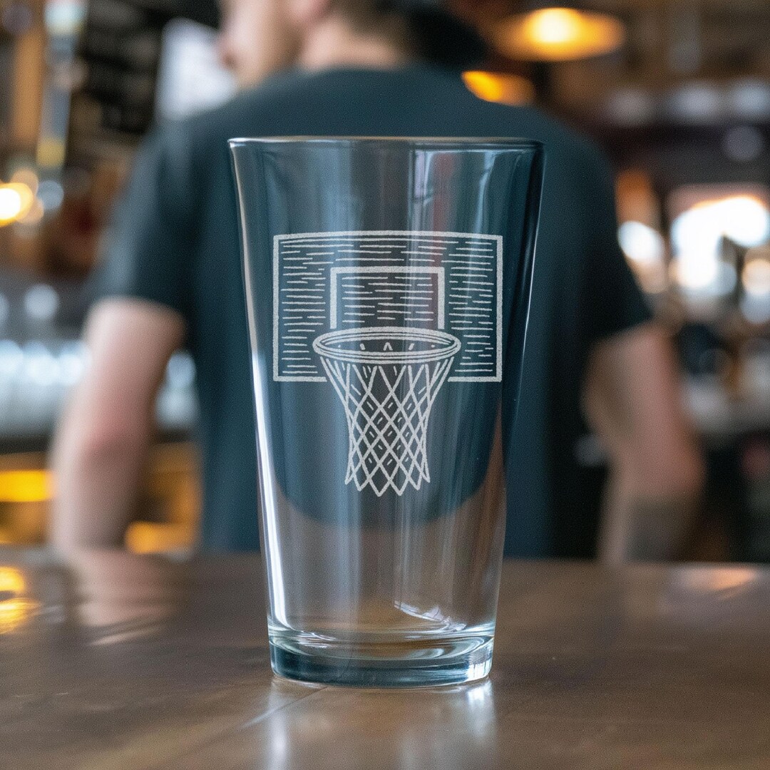 Basketball Hoop Glasses | Etched Whiskey, Wine, Pint & Beer Can ...