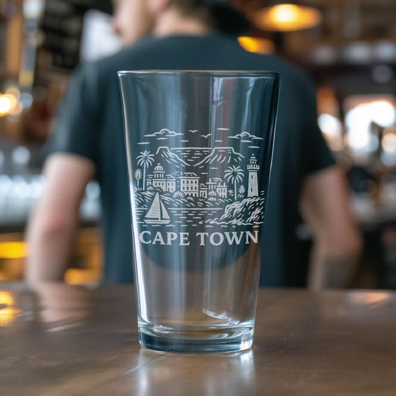 Cape Town South Africa Glass | Laser Etched Travel Glassware, Engraved ...