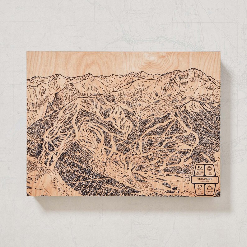 Telluride Colorado Ski Trail Map Engraved Wood Wall Art - Etsy