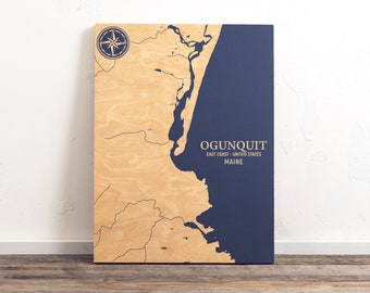 Bacuit Bay, Philippines Map Engraved Wood Coastal Chart Wall Art Sign ...