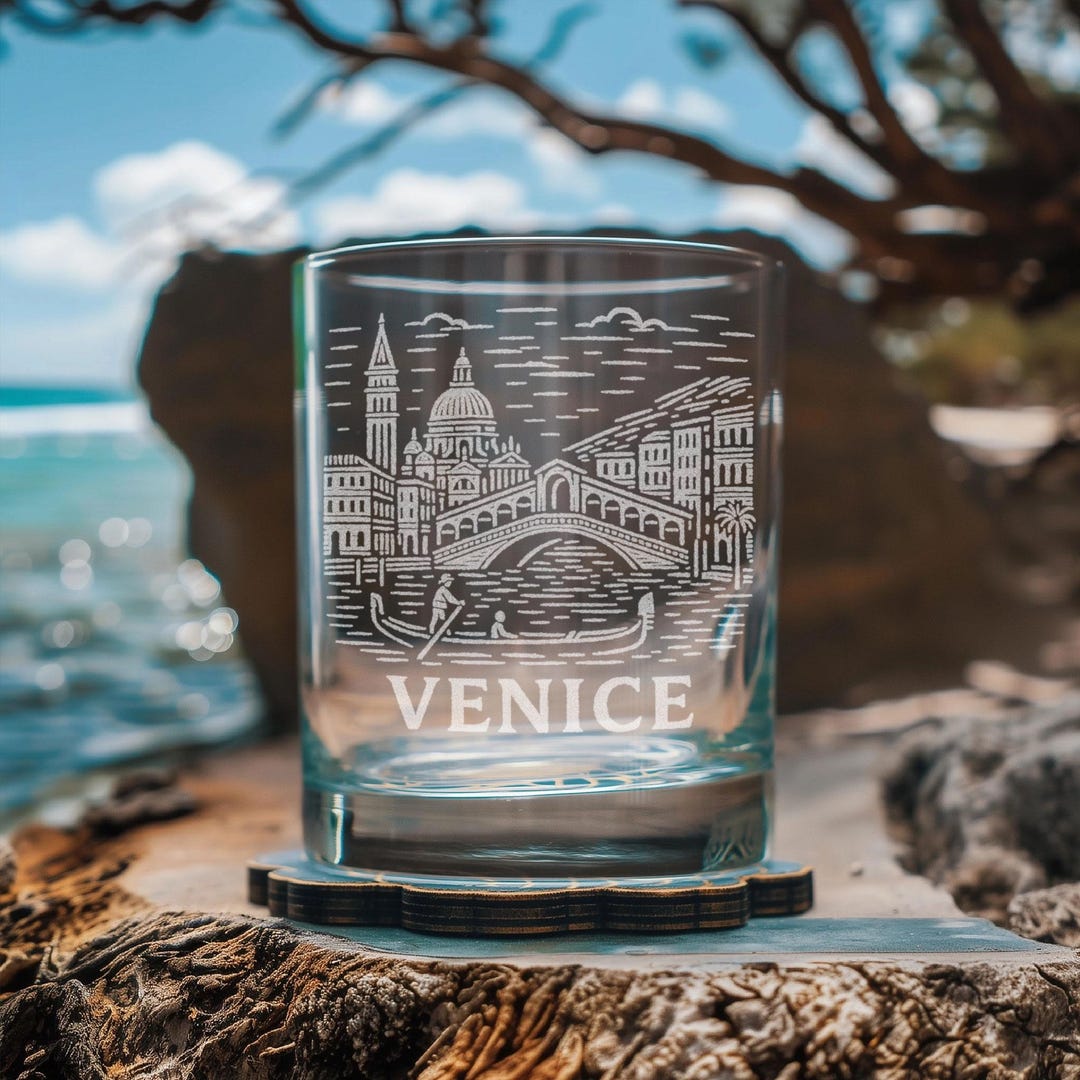 Venice Italy Glass | Laser Etched Travel Glassware, Engraved Scenic ...