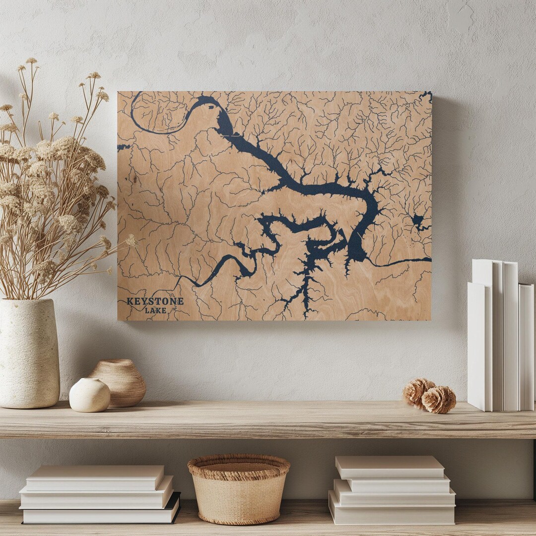 Keystone Lake Oklahoma | Custom Lake Map Home Decor, Personalized Lake ...
