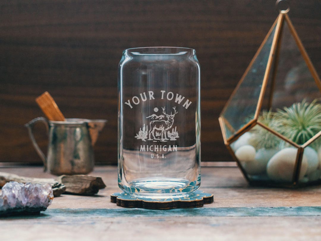 Custom Michigan Town Glasses | Personalized Glassware Beer, Whiskey ...