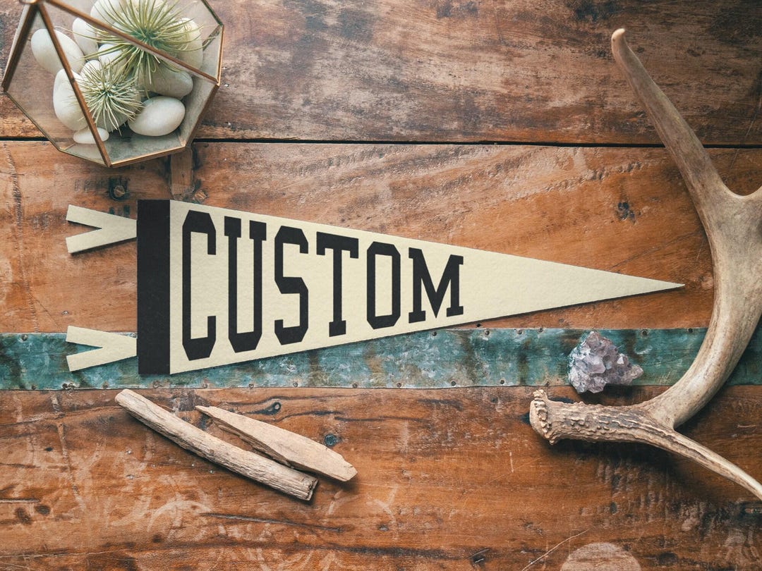 Custom Varsity Sign Felt Pennant | Neutral Vintage Sports Banner Flag ...