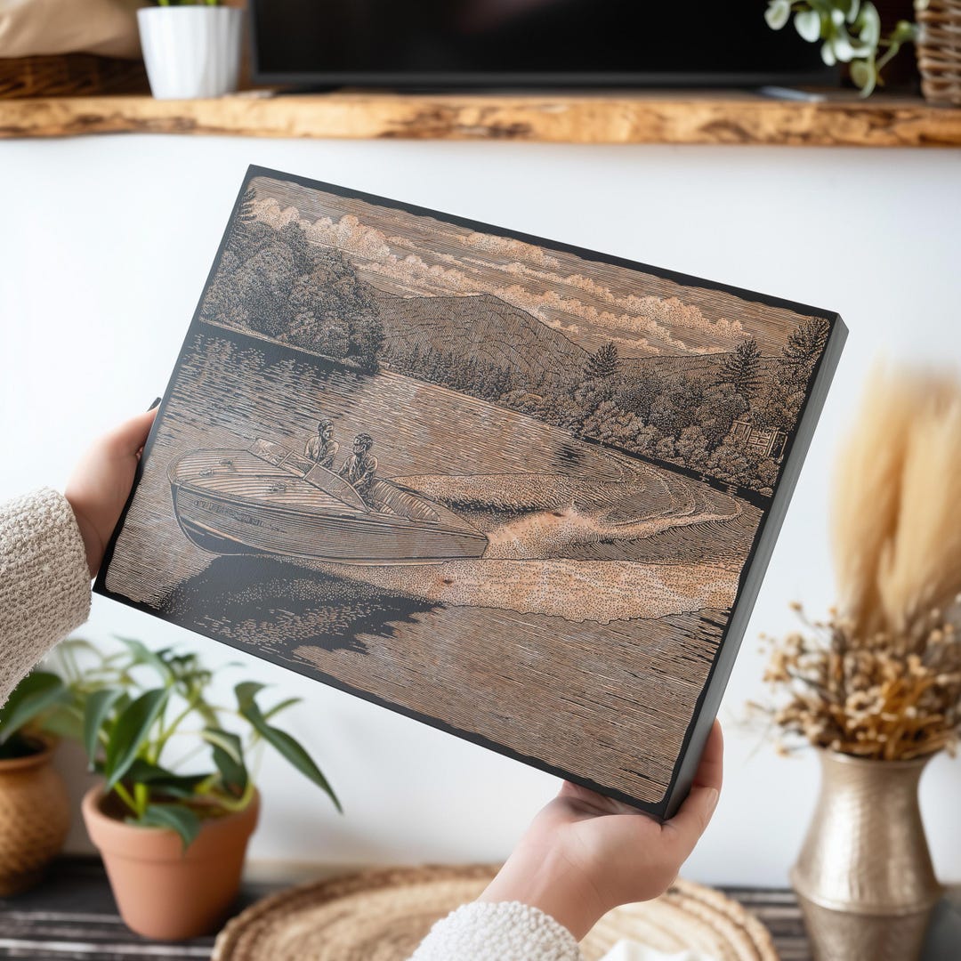 Retro Boating Wall Art | Wood Lithograph Illustration, Ocean Boating ...