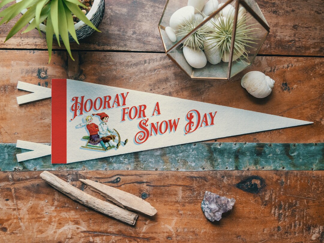 Hooray for Snow Day Felt Pennant | Winter Wonderland Wall Art Vintage ...