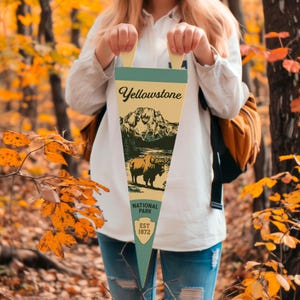 Yellowstone National Park Felt Pennant | Vintage Style Poster. Vintage ...