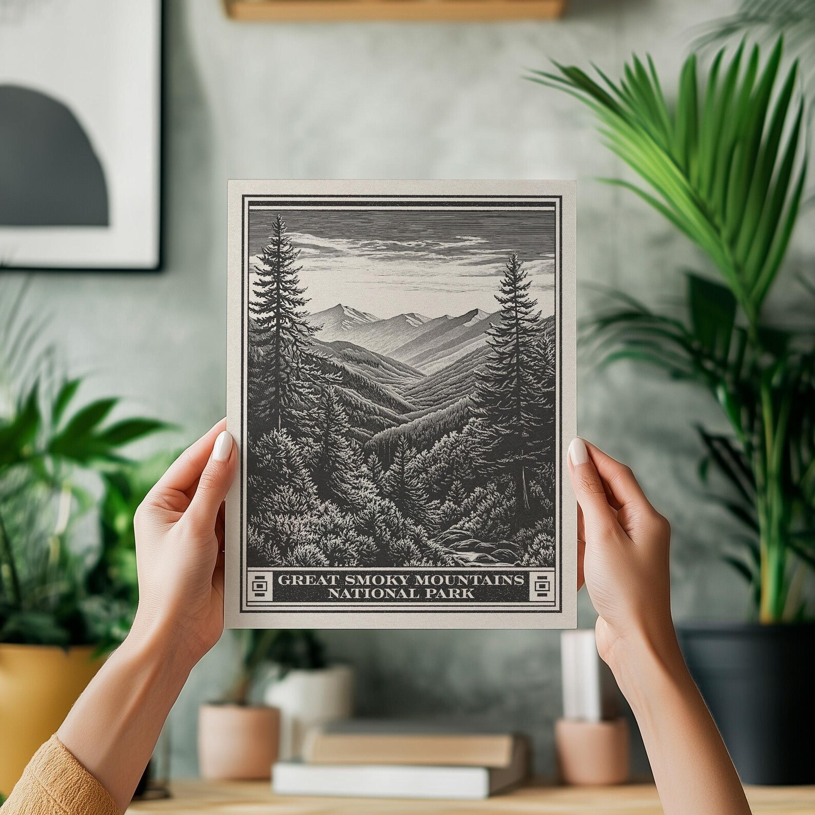 Great Smoky Mountains National Park Lithograph Style Print - Vintage ...