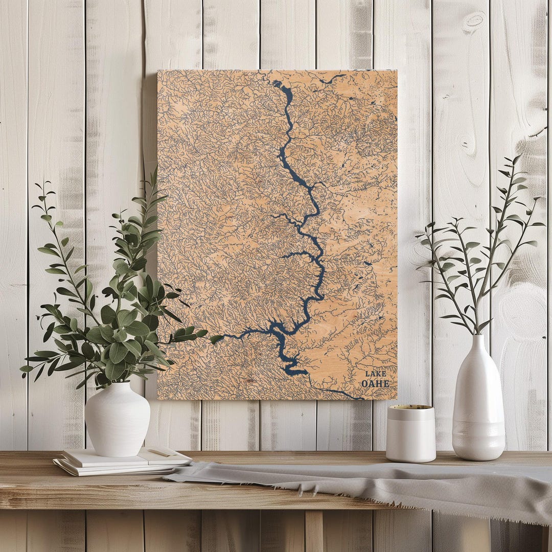 Lake Oahe South Dakota | Custom Lake Map Home Decor, Personalized Lake ...