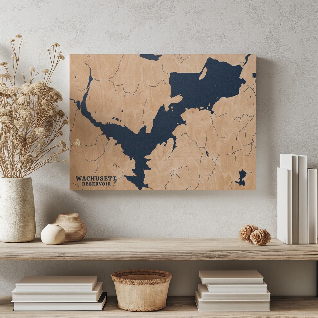 Wachusett Reservoir Massachusetts : Personalized Engraved Wood Map ...