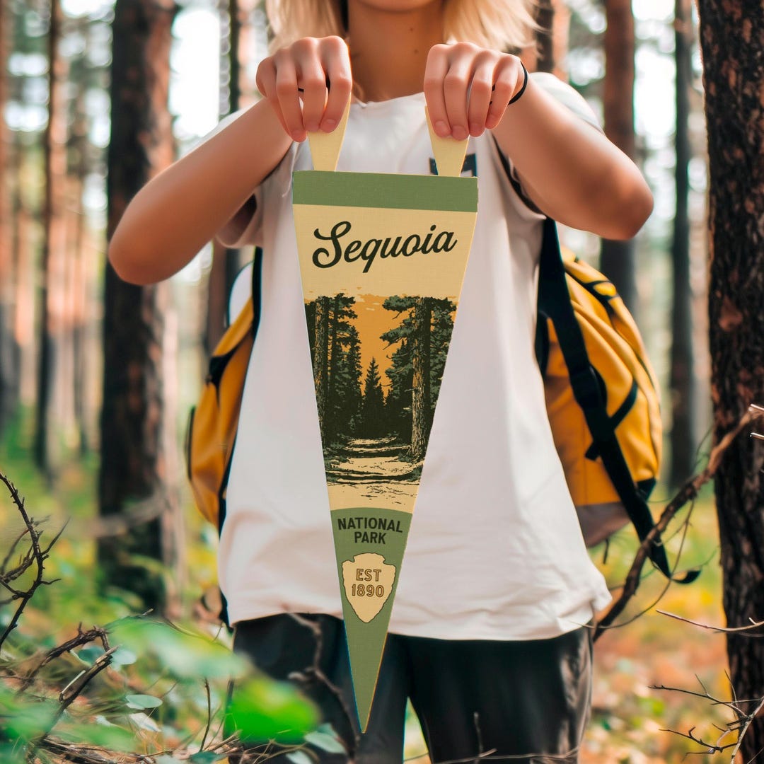 Sequoia National Park Felt Pennant | State Poster. Vintage Typography ...