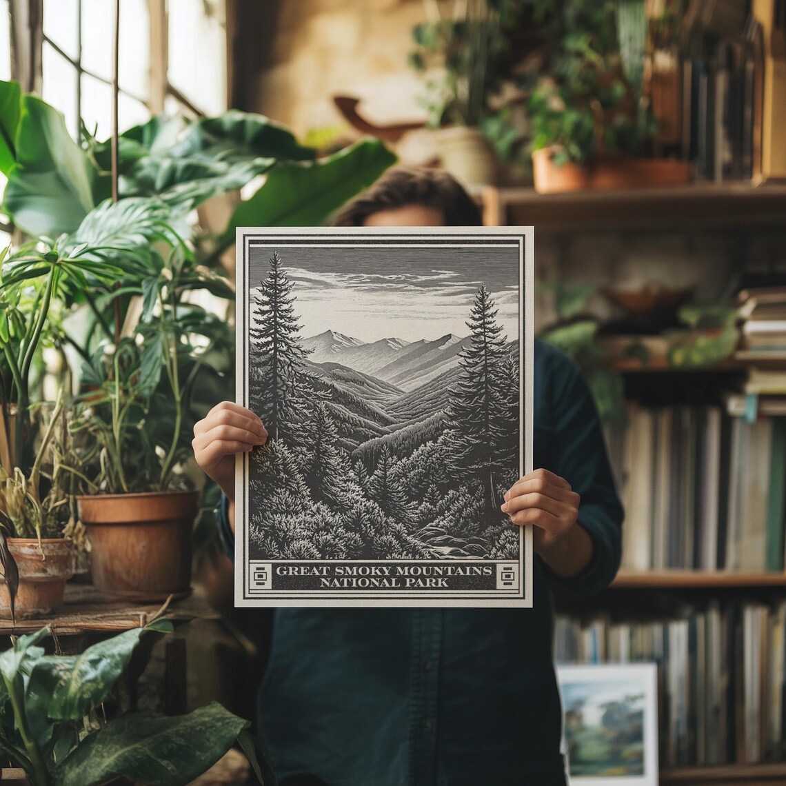Great Smoky Mountains National Park Lithograph Style Print - Vintage ...