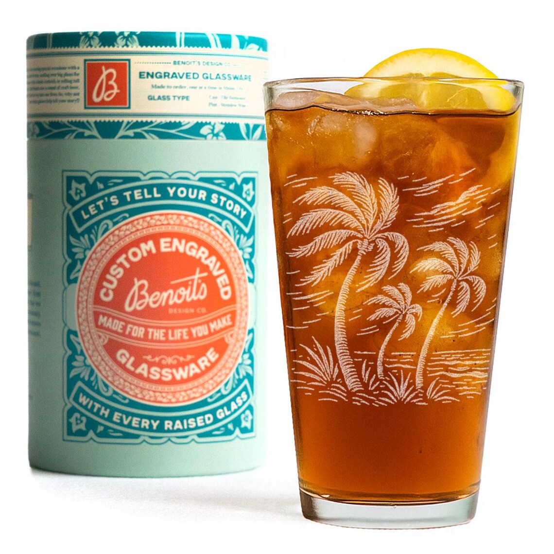 Breezy Palm Tree Glass | Laser Etched Tropical Barware | Engraved Gift ...