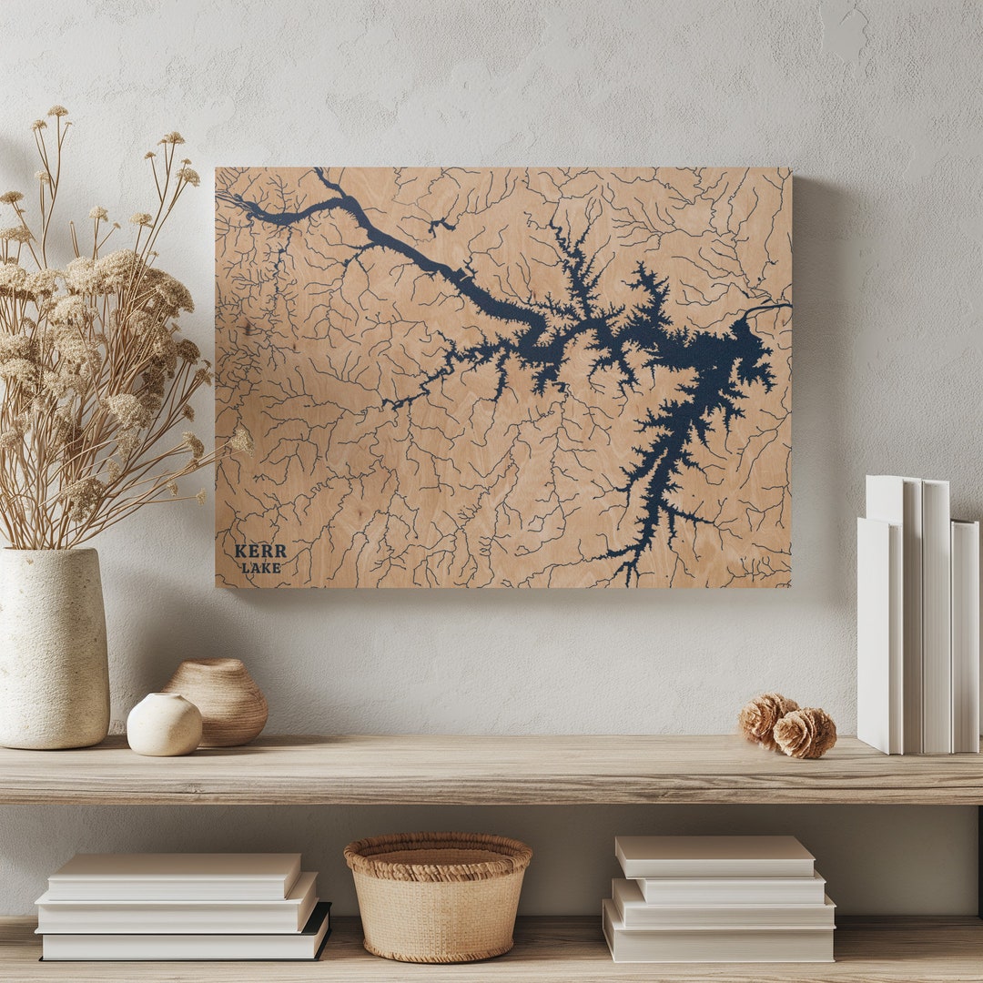 Kerr Lake Virginia | Custom Lake Map Home Decor, Personalized Lake ...