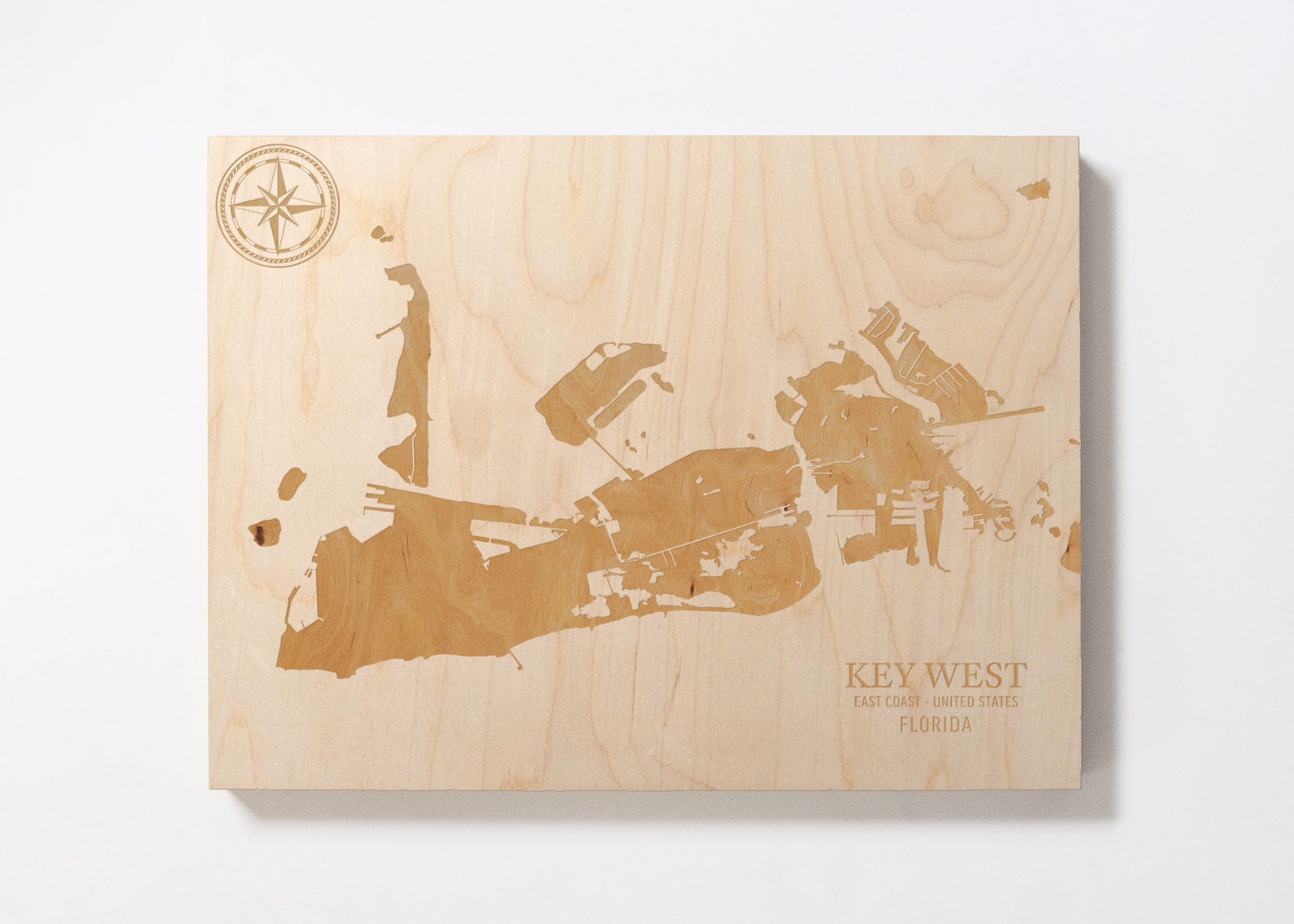 Key West Florida Map Engraved Wood Coastal Wall Art Sign | Etsy