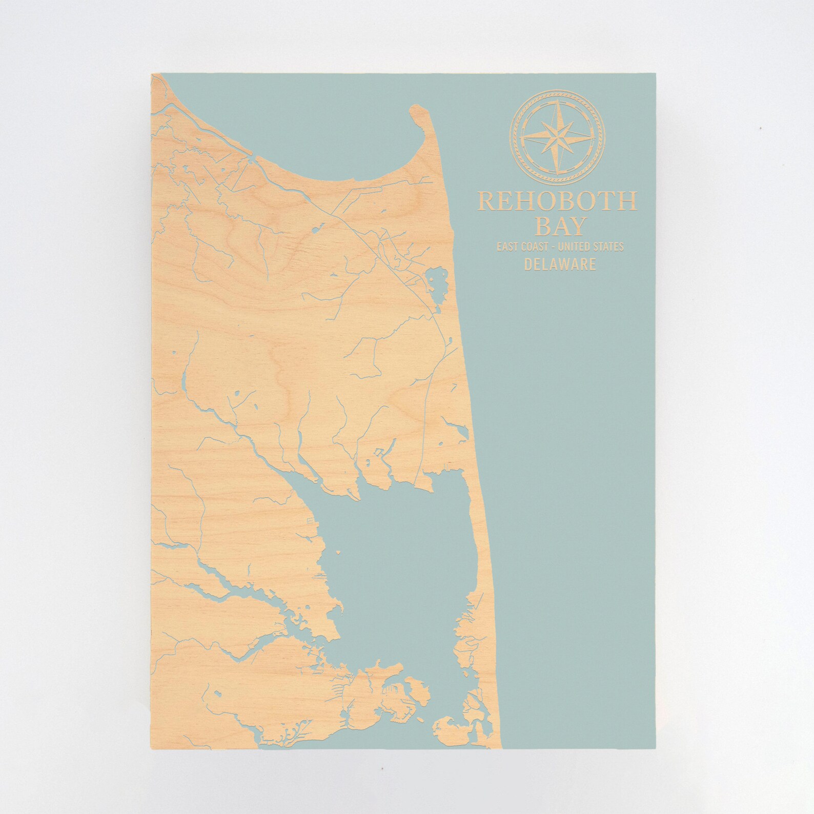 Rehoboth Bay Delaware Map Engraved Wood Wall Art | Etsy