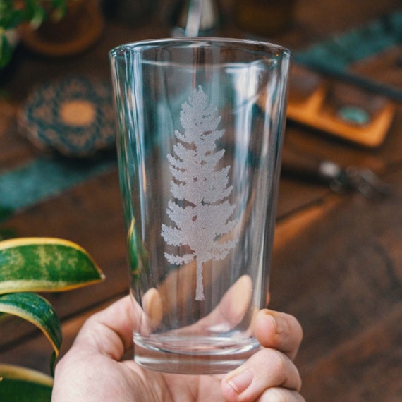 Pine Tree Pint Glasses Personalized Etched Glassware for | Etsy