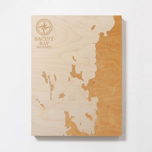 Bacuit Bay, Philippines Map Engraved Wood Coastal Chart Wall Art Sign ...