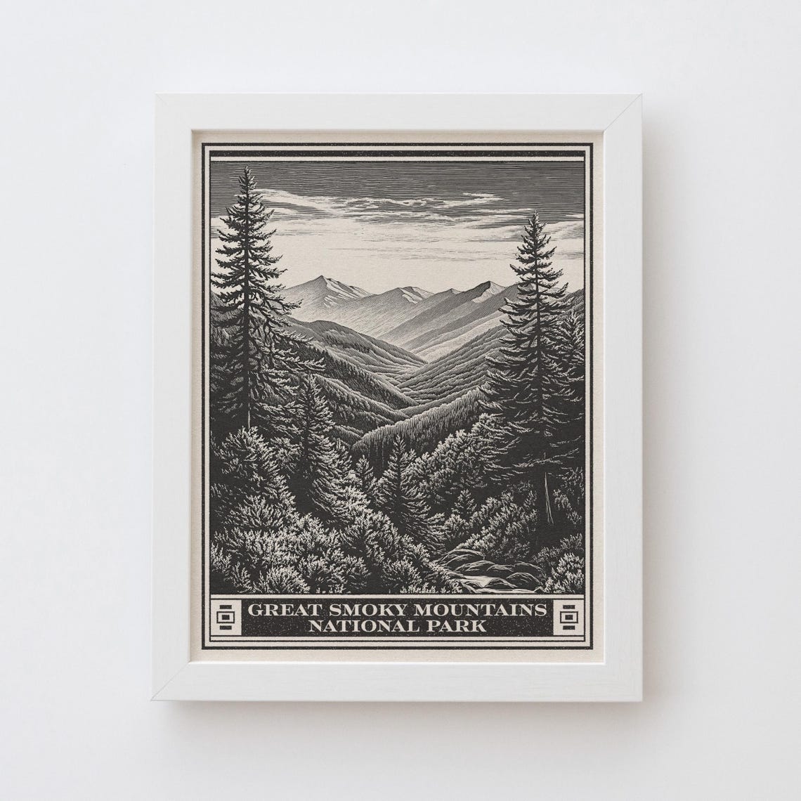 Great Smoky Mountains National Park Lithograph Style Print - Vintage ...