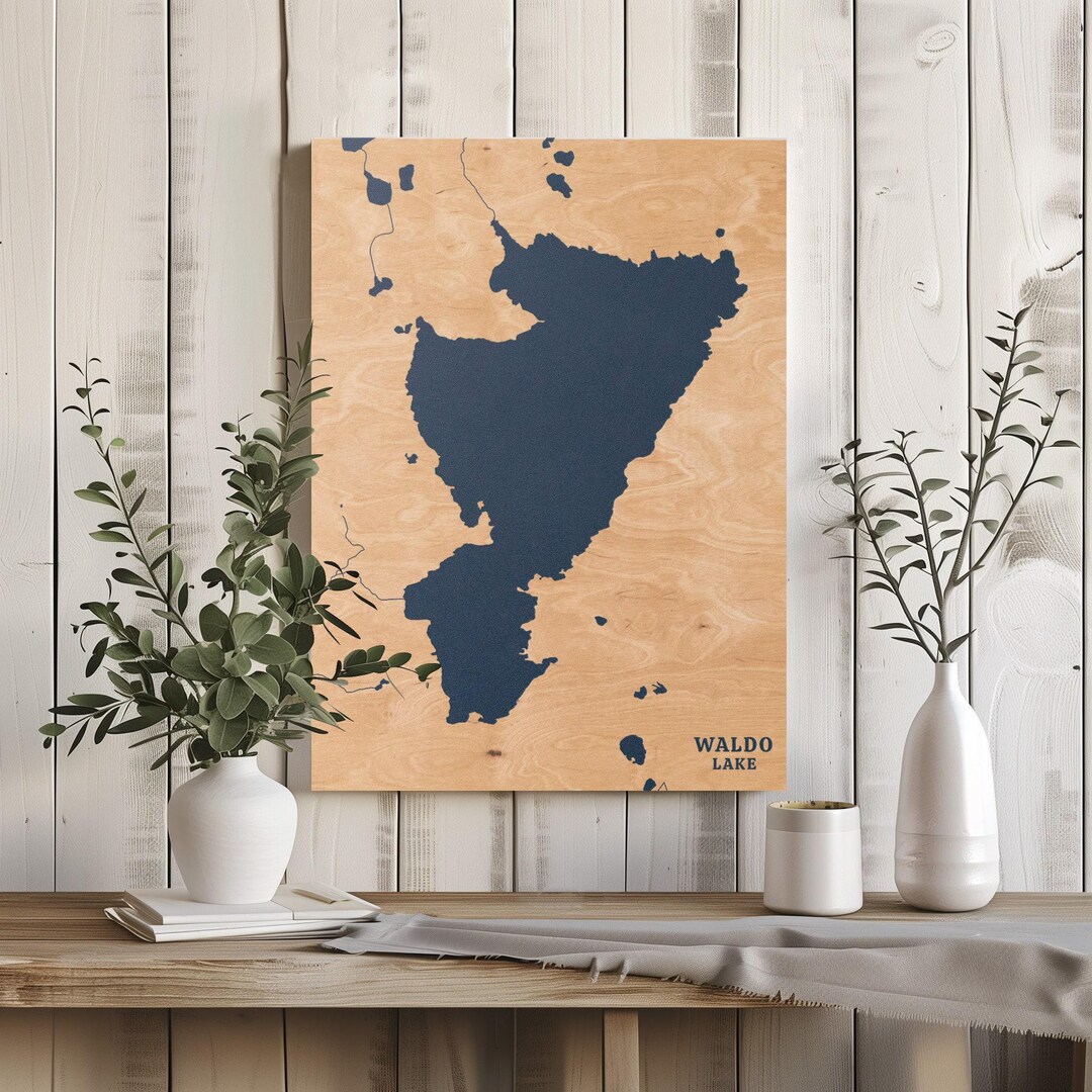 Waldo Lake Oregon | Custom Lake Map Home Decor, Personalized Lake House ...
