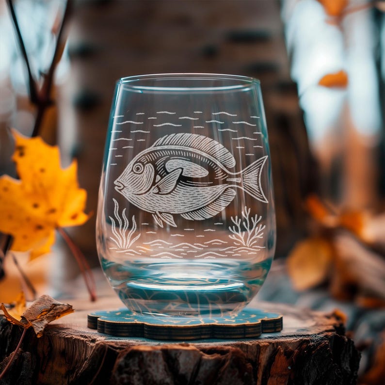 Regal Blue Tang Glasses | Laser Etched Coastal Barware, Engraved Gift ...