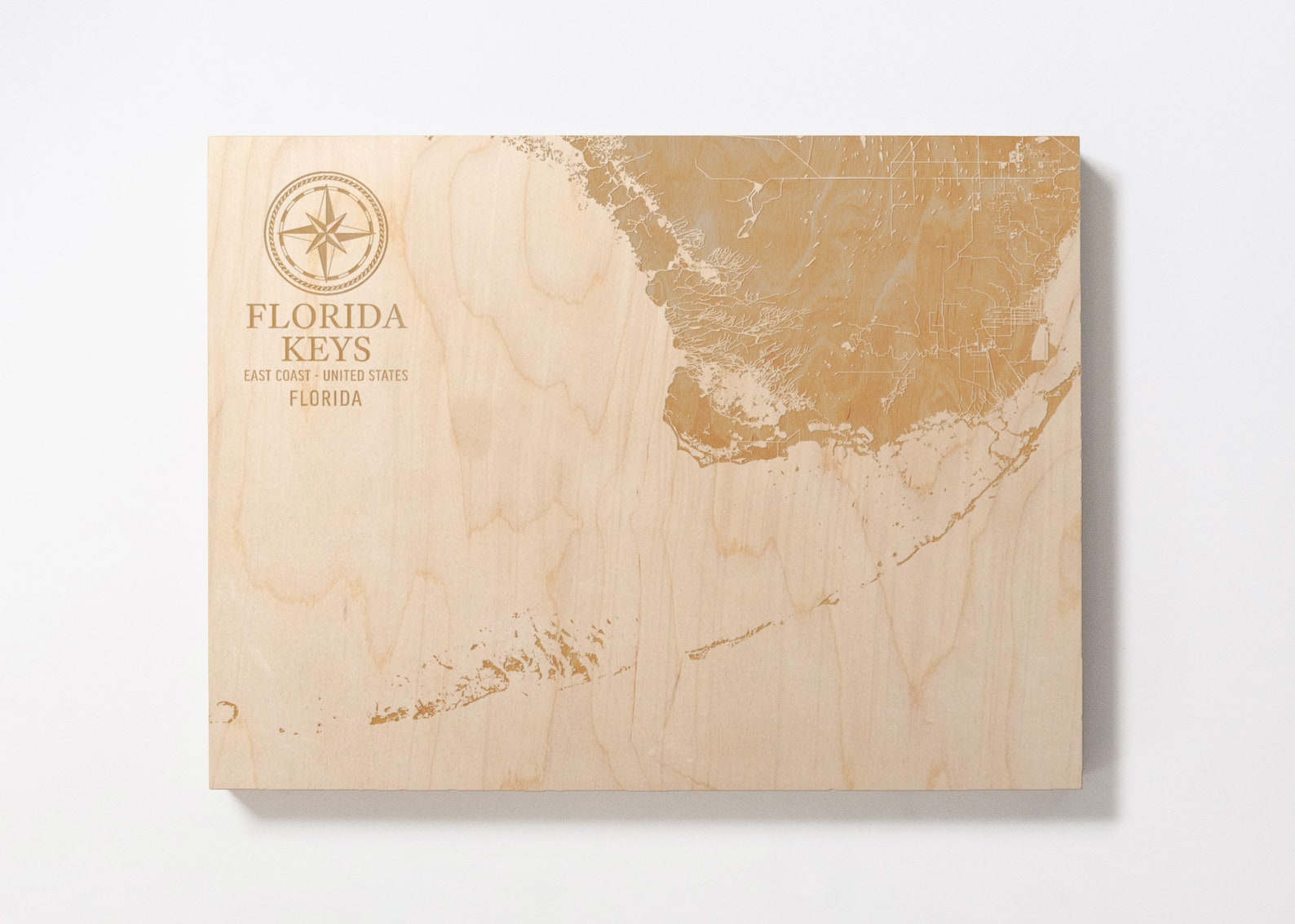 Florida Keys Map Engraved Wood Coastal Wall Art Sign Beach | Etsy