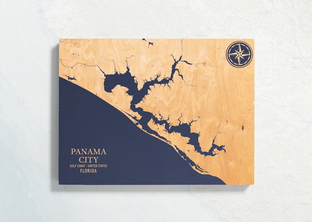 Ciudad de Panamá, Florida Mapa / Letrero de arte de pared costera de ...