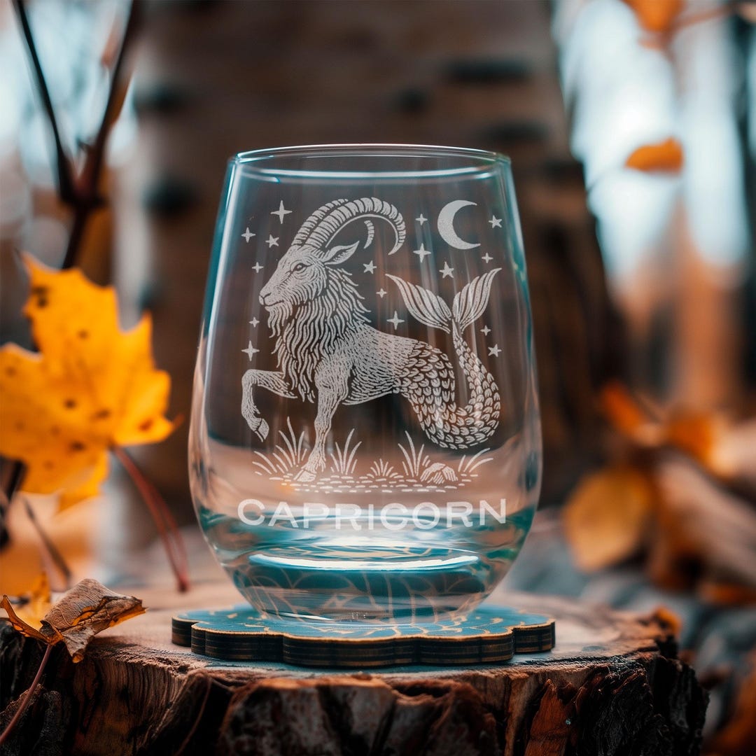 Capricorn Glasses | Zodiac Sign Personalized Whiskey, Wine & Beer ...