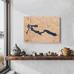 Alder Lake Washington | Custom Lake Map Home Decor, Personalized Lake ...