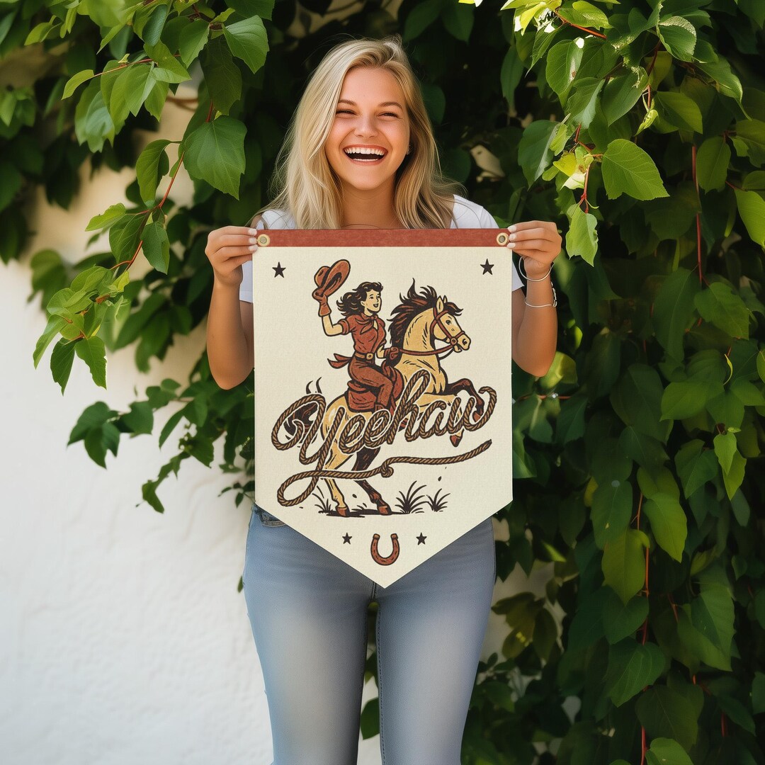 Yeehaw Felt Camp Flag | Western Nursery Wall Decor, Vintage Cowboy ...