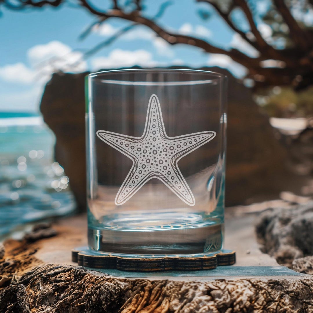 Starfish Glasses | Laser Etched Coastal Barware, Engraved Gift for ...