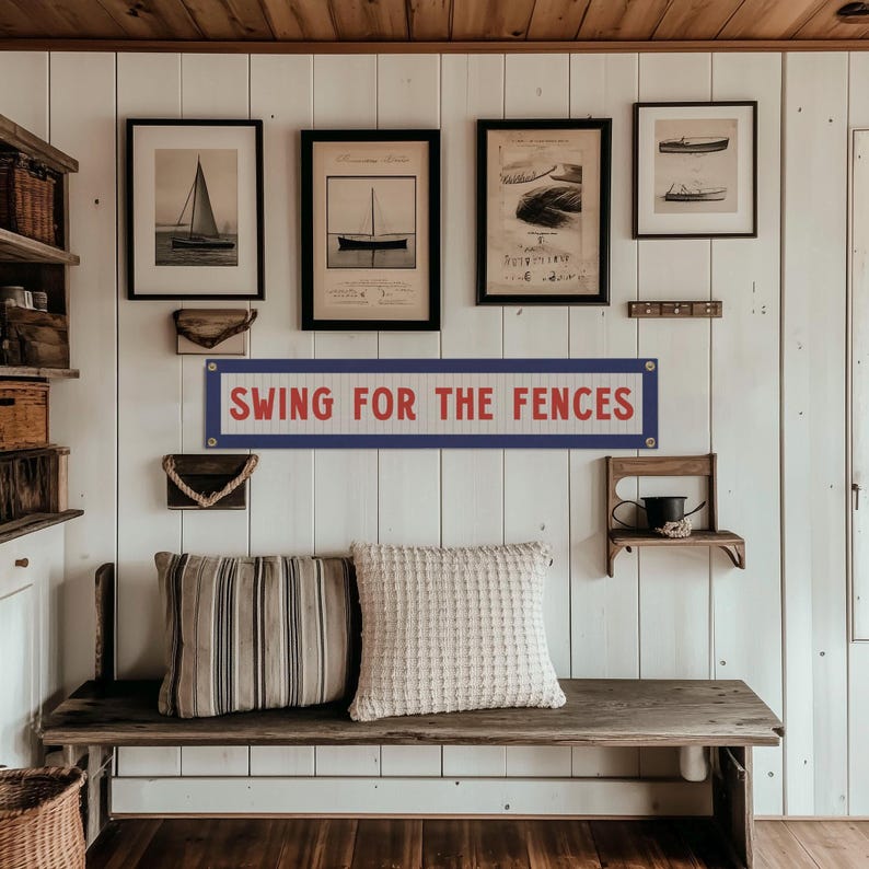 Swing for the Fences Felt Sign Banner | Vintage Baseball Banner ...