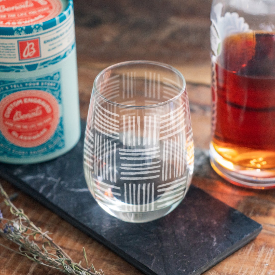 Modern Boho Basket Weave Glasses Custom Beer, Whiskey, Wine & Cocktail ...