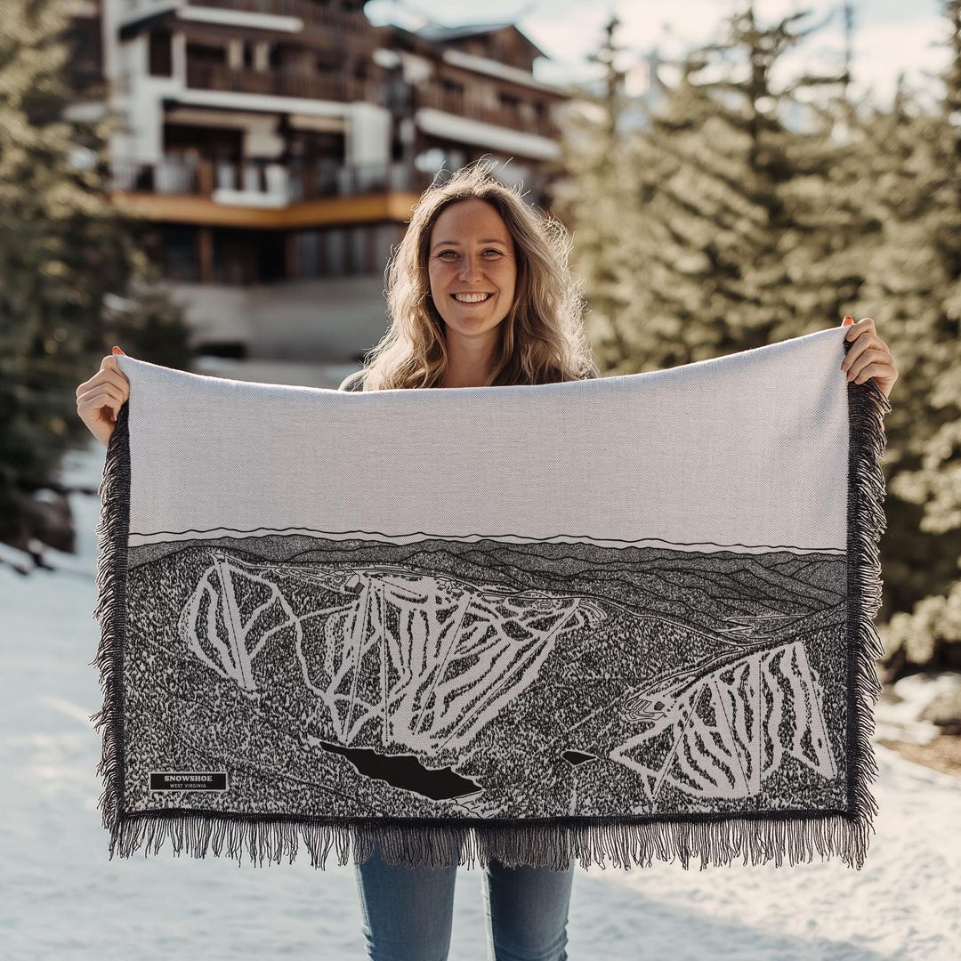 Snowshoe Mountain West Virginia Ski Trail Blanket | Cozy, Soft Throw ...