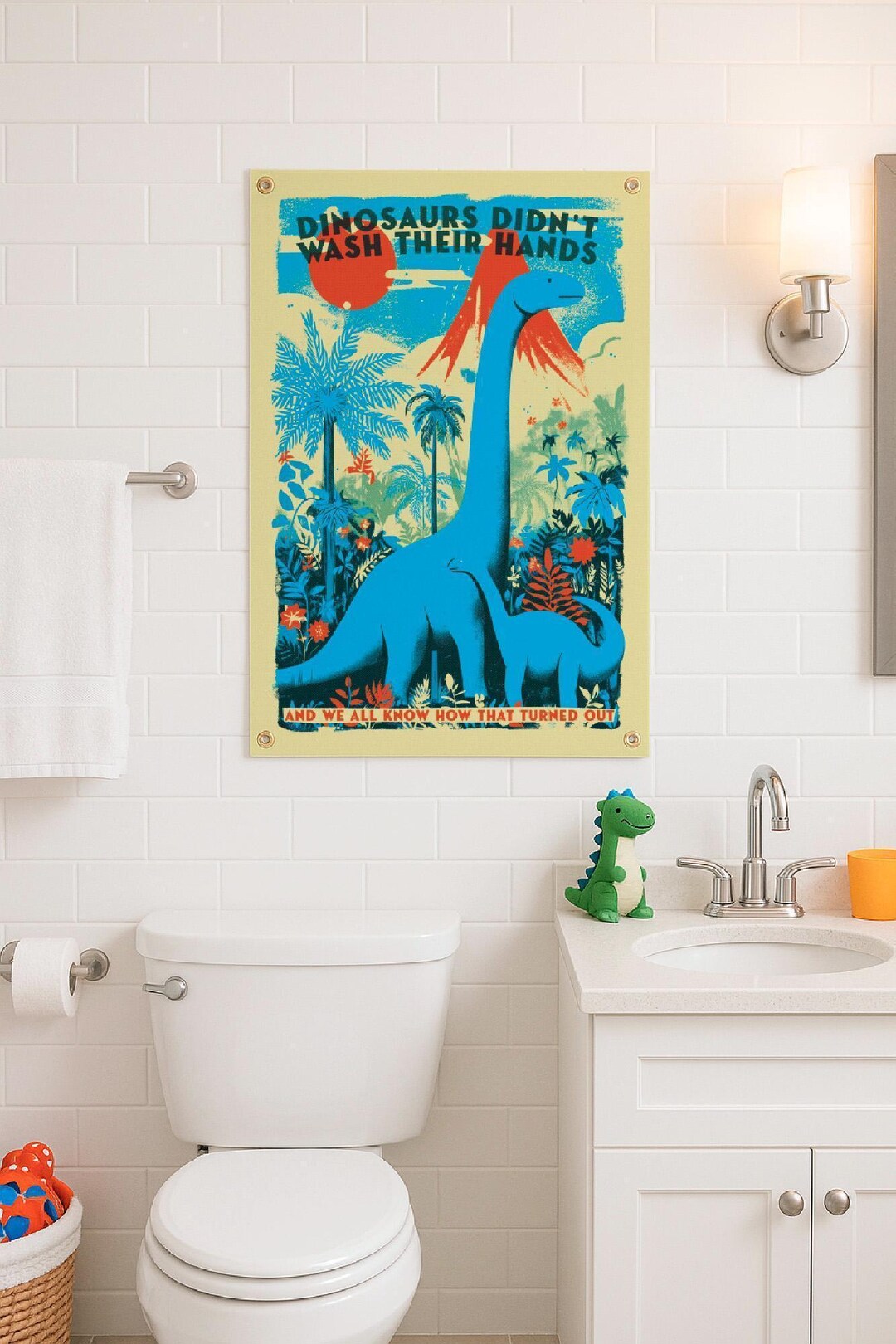 Dinosaurs Didn't Wash Their Hands Felt Poster Banner | Vintage Funny ...