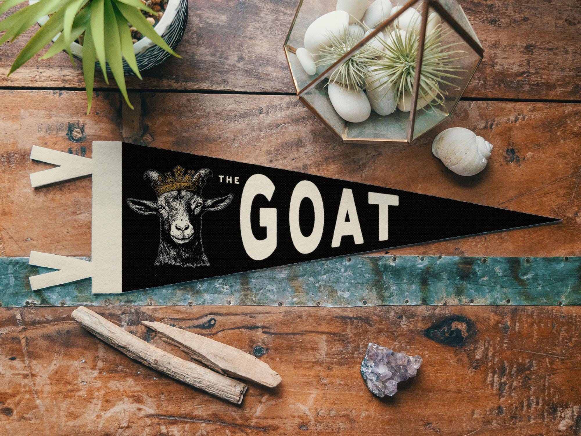 The G.O.A.T Greatest of All Time Felt Pennant | Vintage Sports Banner ...