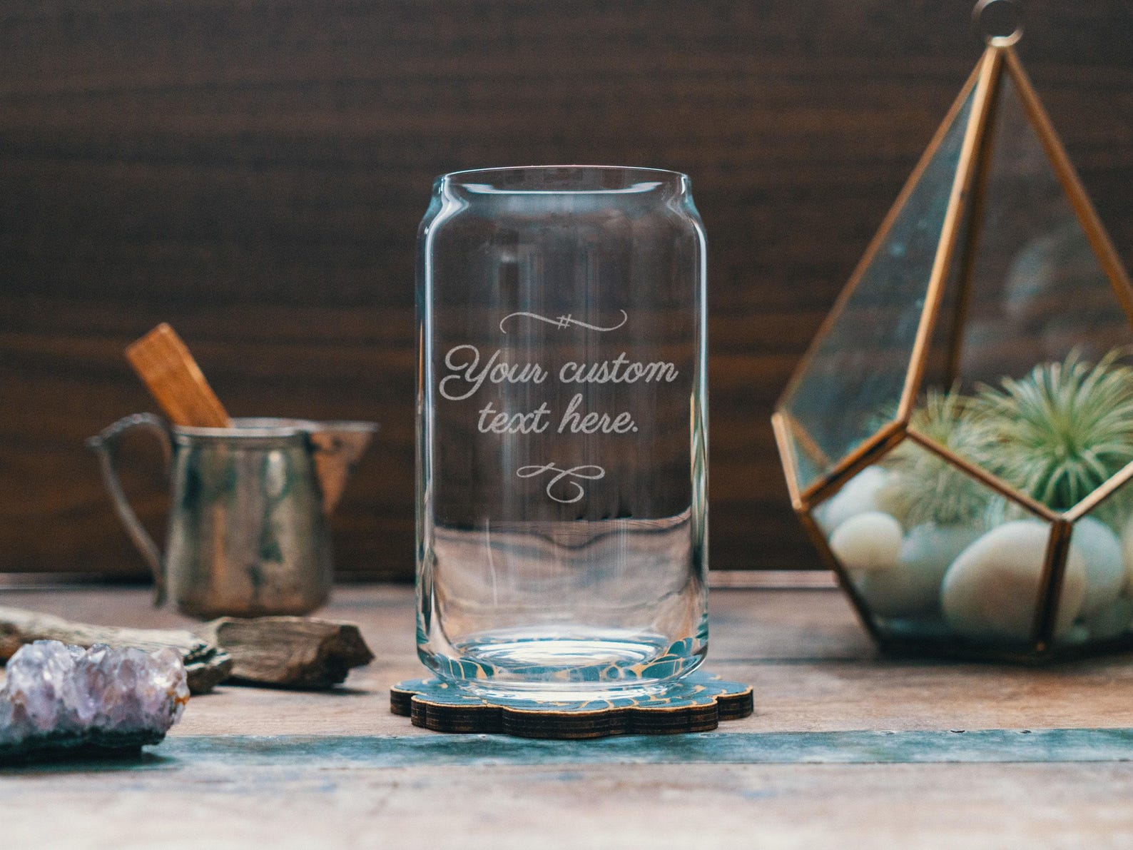 Custom Script Text Engraved Glasses | Script Font Personalized Beer ...