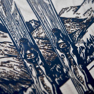 Vintage Skis Engraved Birch Wood Panel | Block Print Inspired Skiing ...