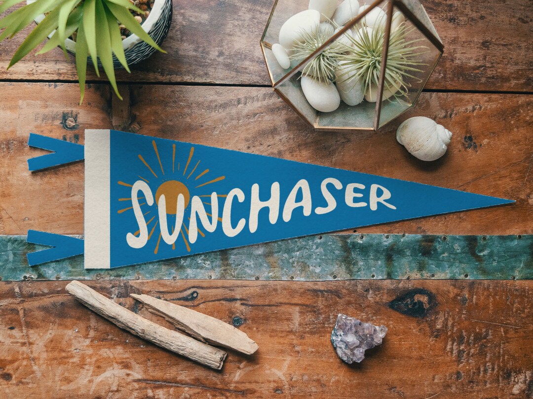 Sunchaser Felt Pennant Vintage Beach House Banner, Inspirational ...