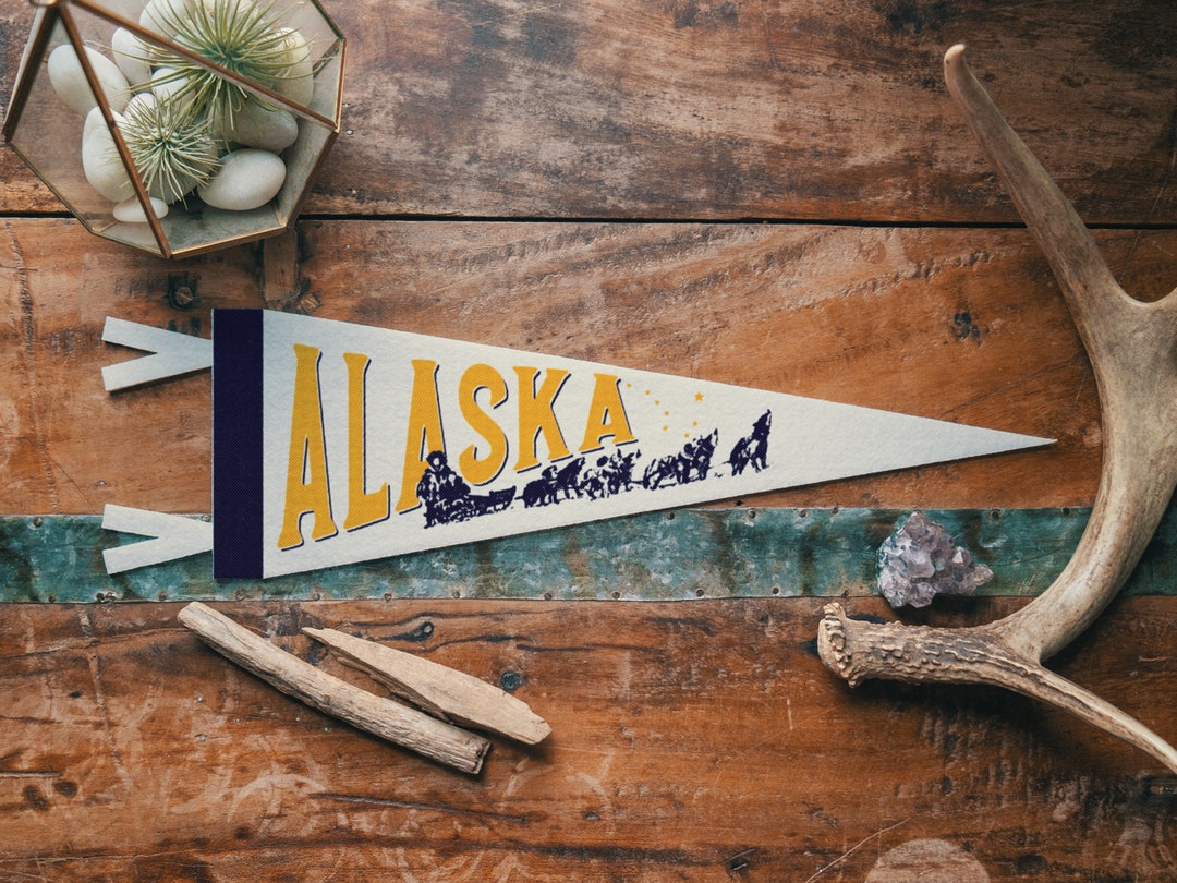 Alaska Felt Pennant the Last Frontier Banner Poster. Vintage Dog Sled ...