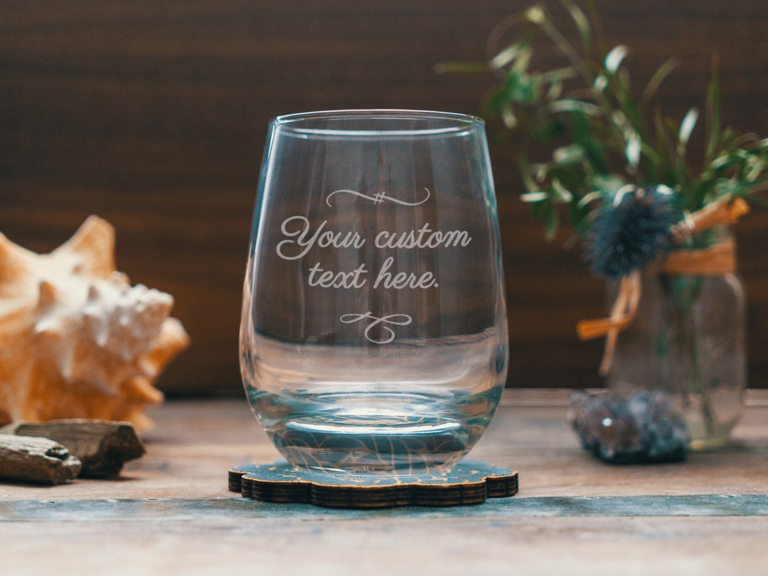Custom Script Text Engraved Glasses Script Font Personalized Beer ...