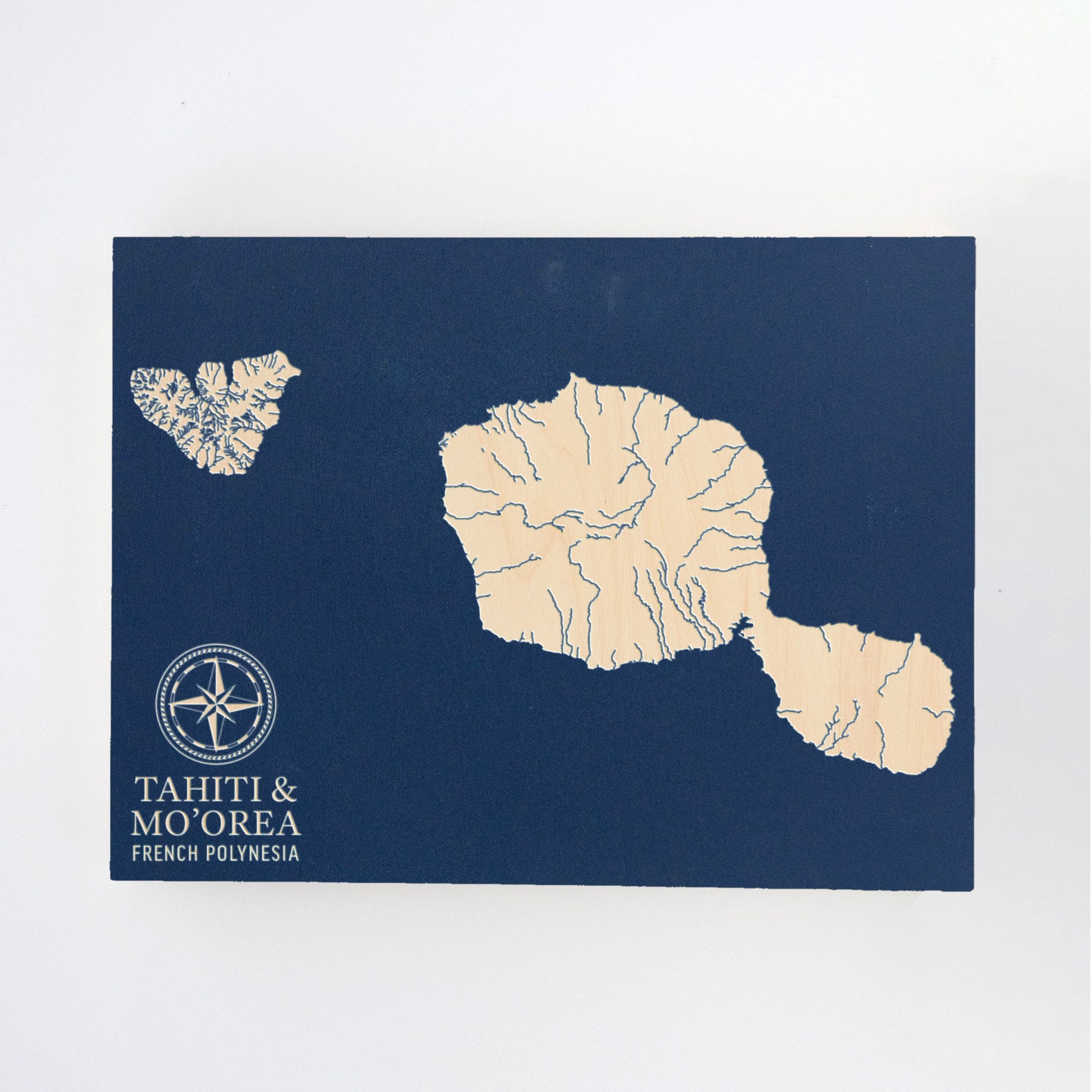 Tahiti & Moorea French Polynesia Map Engraved Wood Wall | Etsy