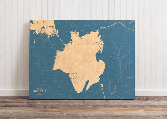 Lake Moultrie South Carolina Engraved Map Art Cabin Print | Etsy