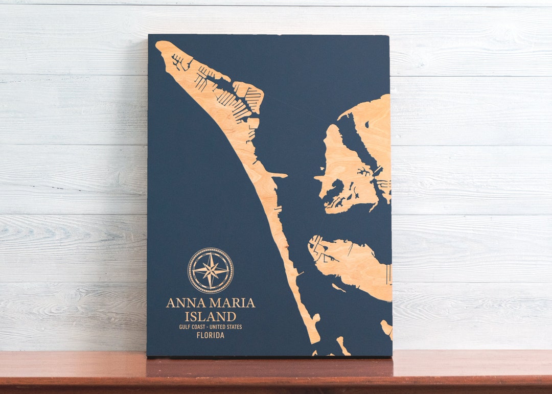 Anna Marie Island, Florida Mapa / Letrero de arte de pared costera de ...