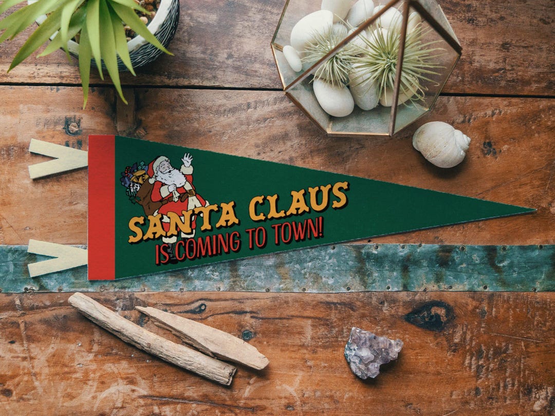 Santa's Coming to Town Felt Pennant | Merry Christmas Banner Poster ...