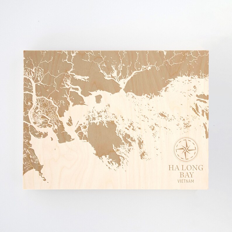 Ha Long Bay Vietnam Map Engraved Wood Coastal Art Sign | Etsy